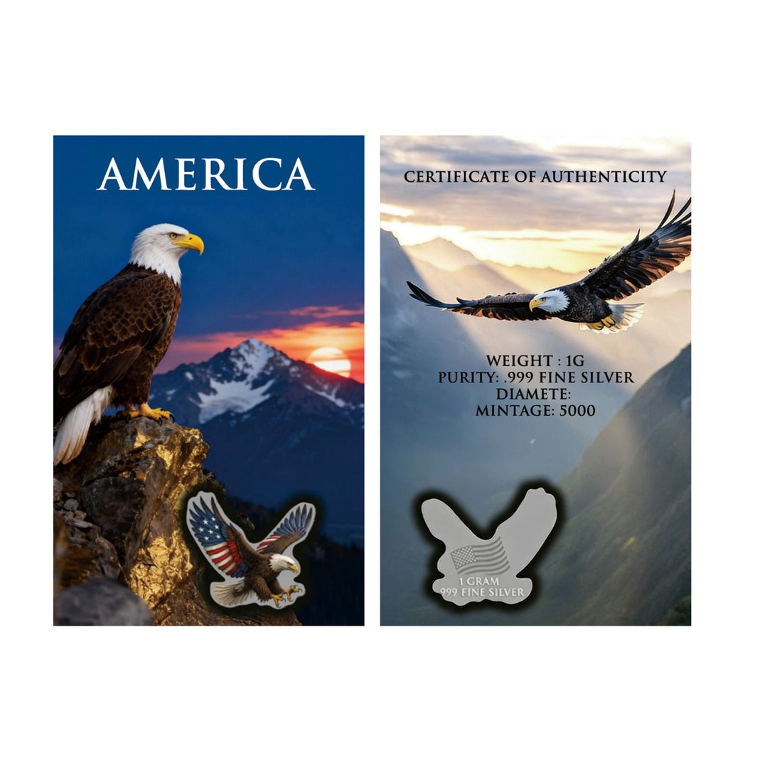 2026 American Bald Eagle Jumbo 1 gram Colorized .999 Silver Shaped ...