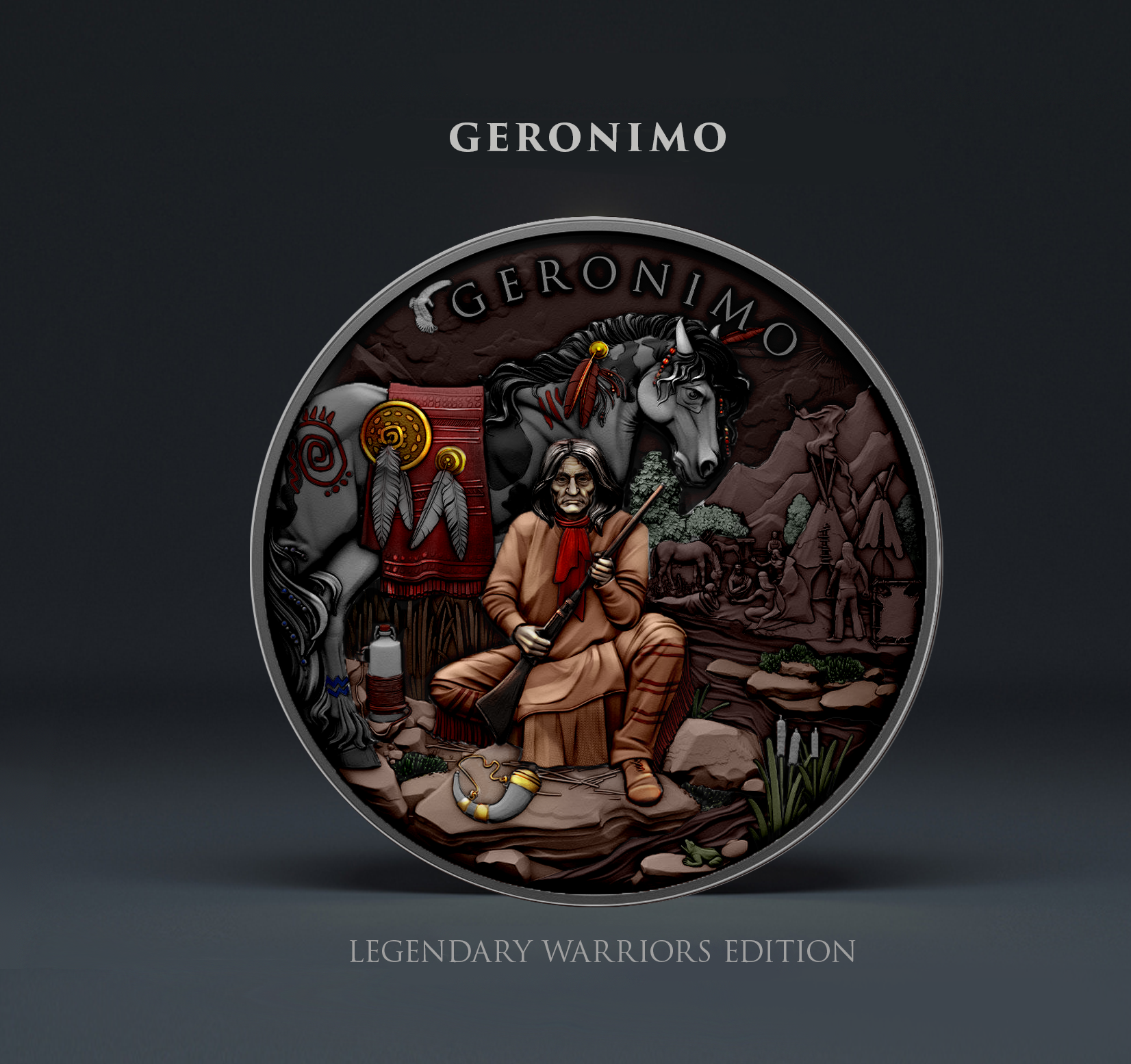 Legendary Warriors Geronimo Colorized 1oz .999 Silver Bullion Medal ...